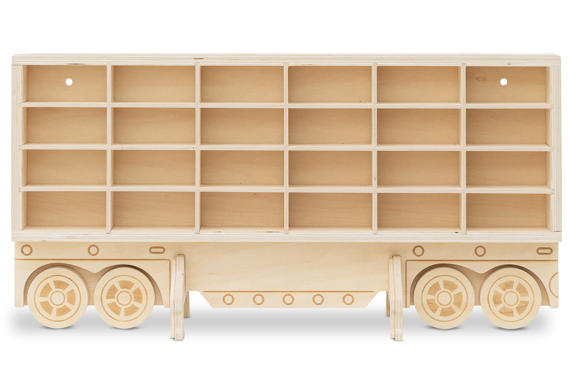 Display Truck For Toy Car Storage - Wood Case, 48 Hot Wheels, Matchbox